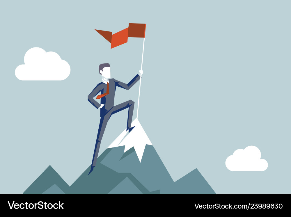Conquering heights flag businessman conqueror Vector Image