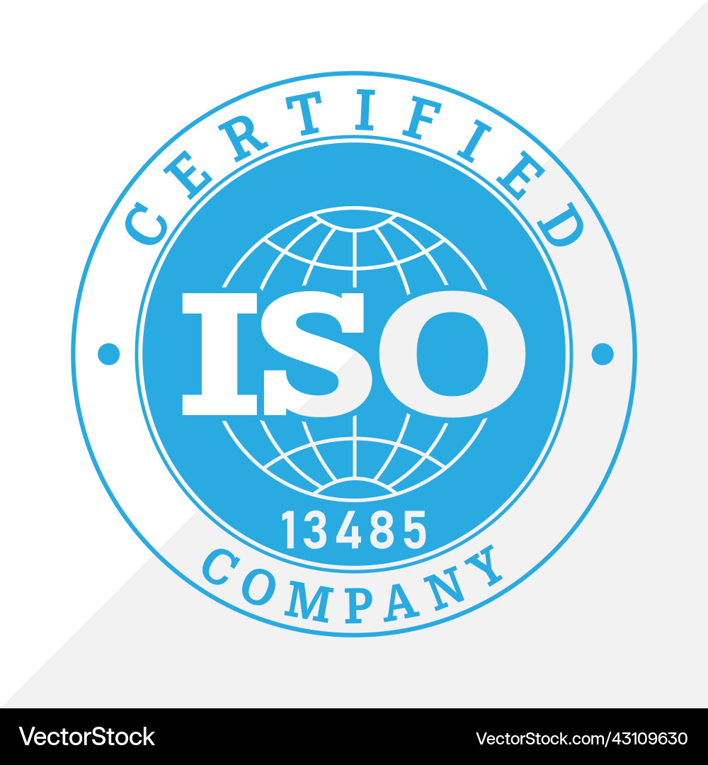 Iso 13485 certification stamp flat style Vector Image