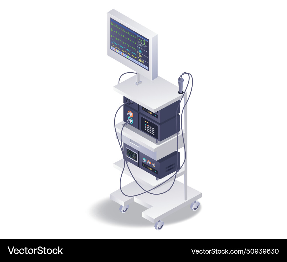 Medical equipment endoscopy patient system flat Vector Image