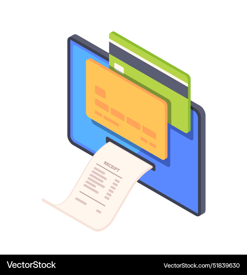 Online shopping isometric icon with invoice Vector Image
