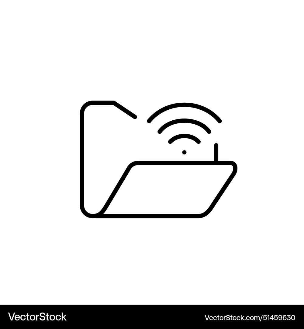 Open file folder and wifi wireless file sharing Vector Image