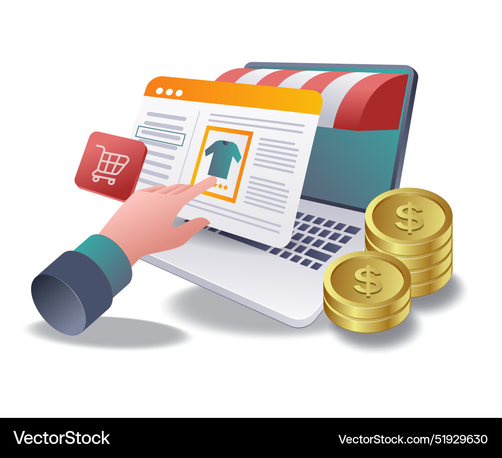 Payment processing for online shopping Royalty Free Vector