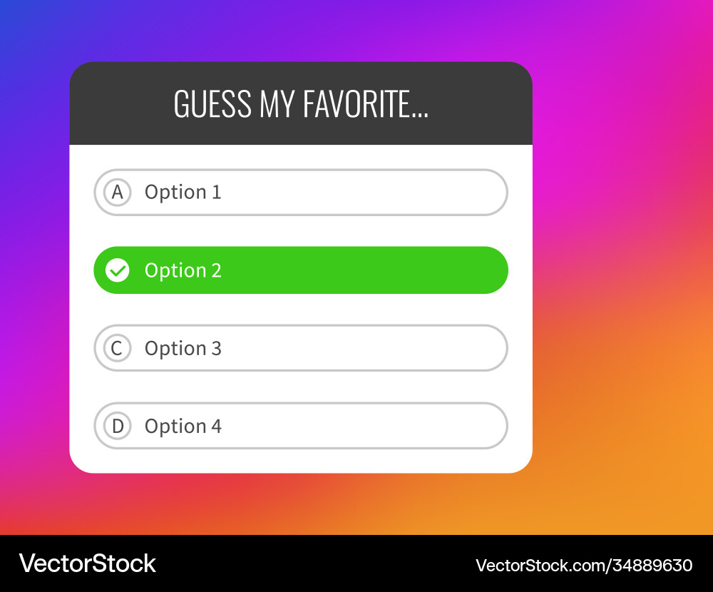 Quiz option question interface social media Vector Image