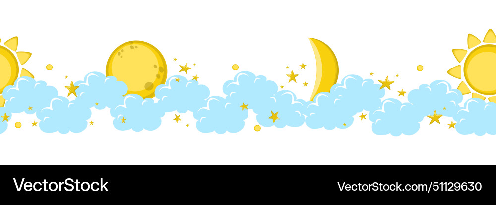 Seamless banner with full moon and moon Royalty Free Vector