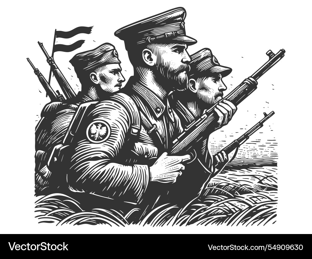 Soldiers marching with rifles Royalty Free Vector Image