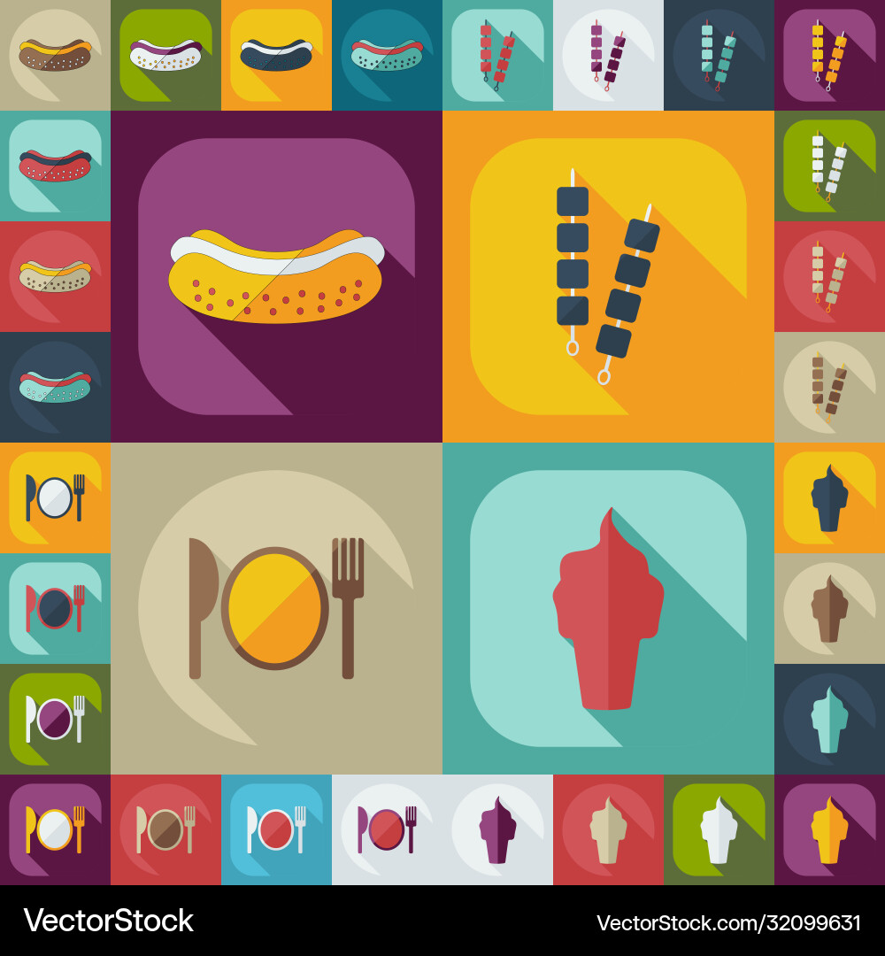 Flat concept set modern design with shadow food Vector Image