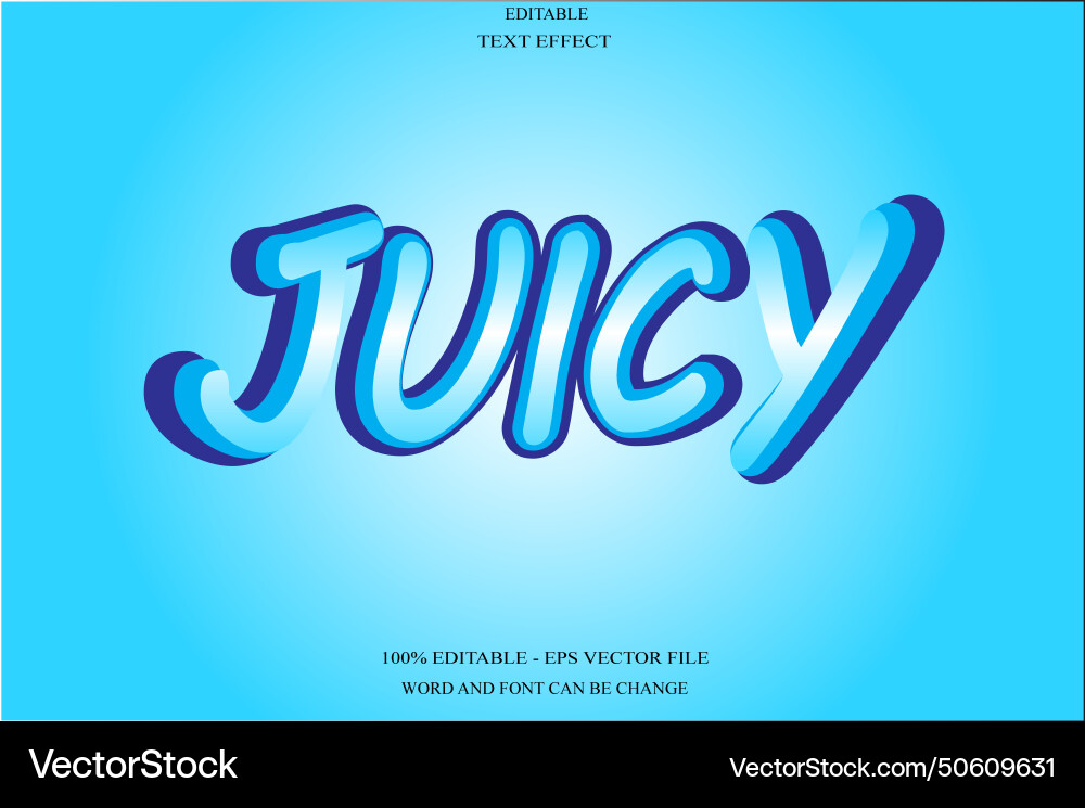Juicy editable text effect emboss Royalty Free Vector Image