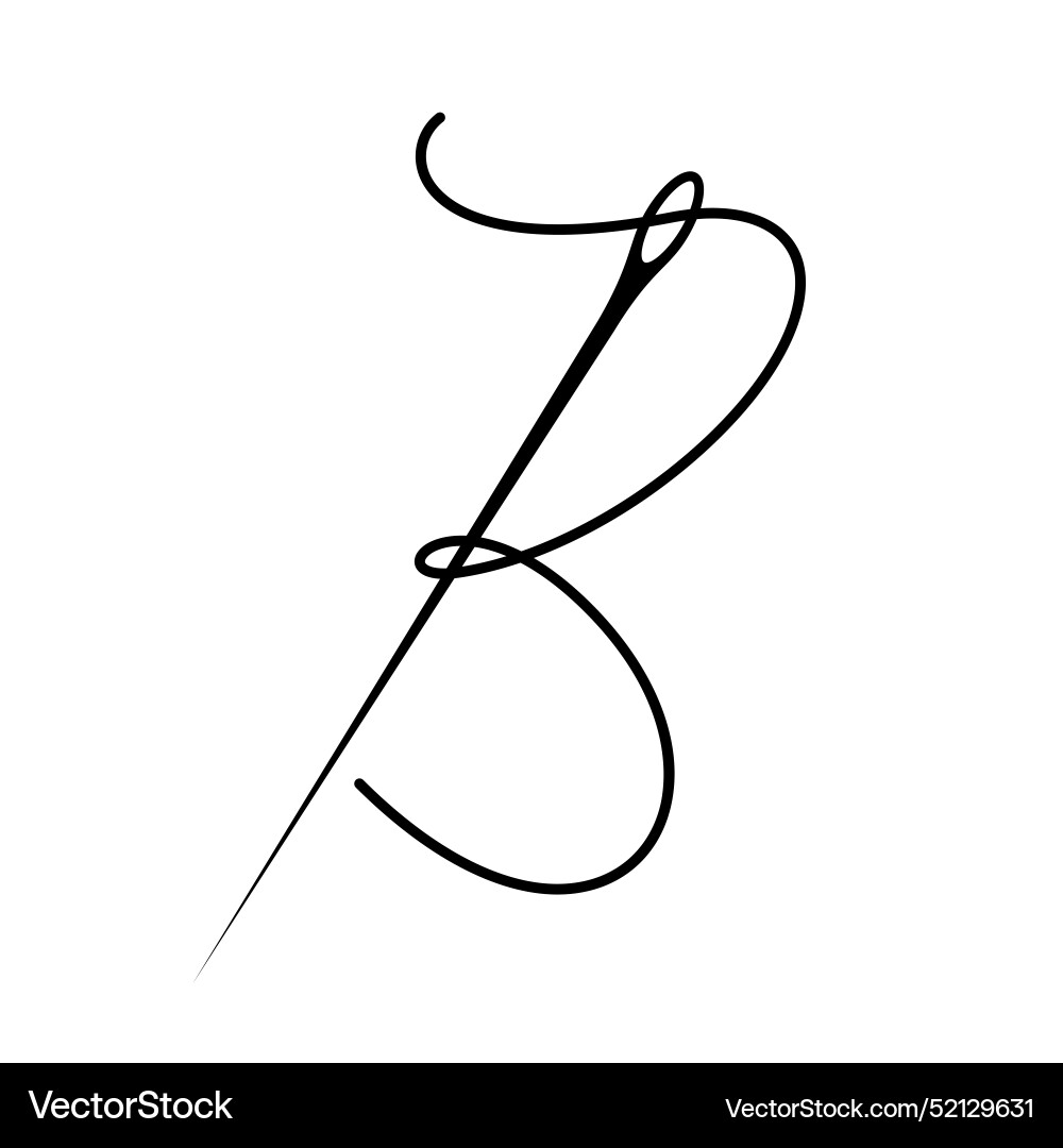 Logo composition of thread and needle forming Vector Image