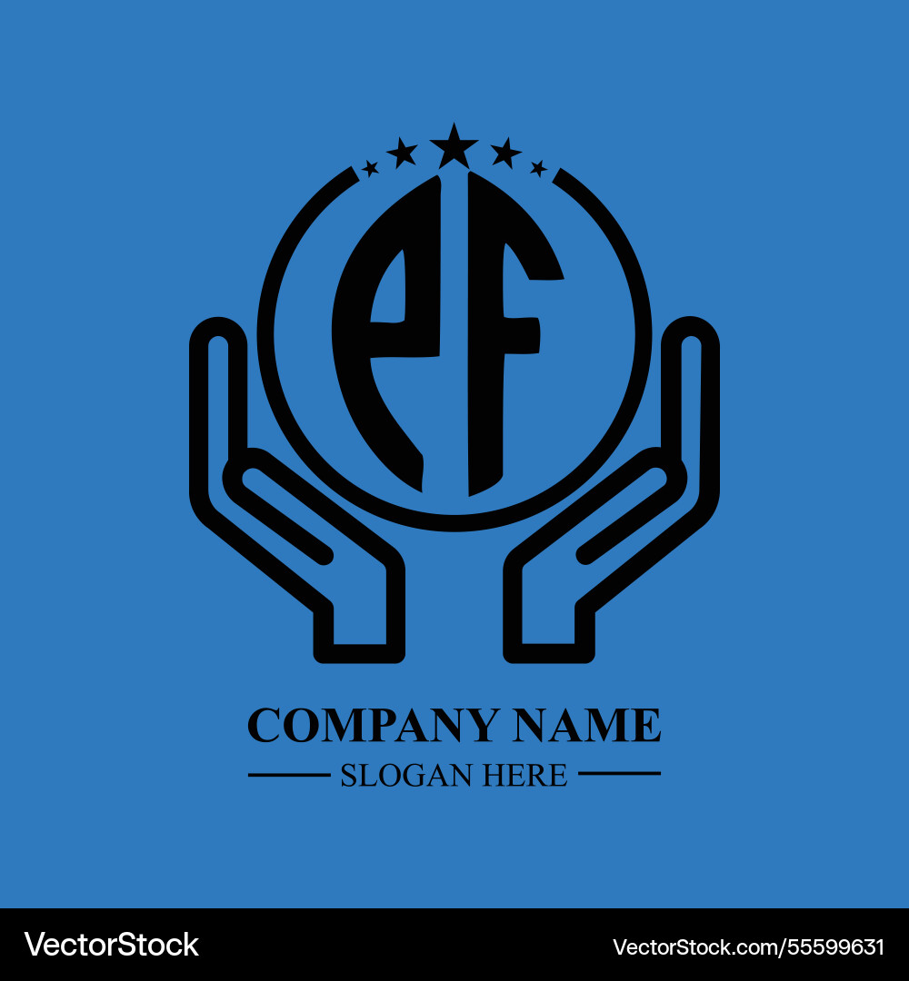 Pf initials modern logo design featuring held Vector Image