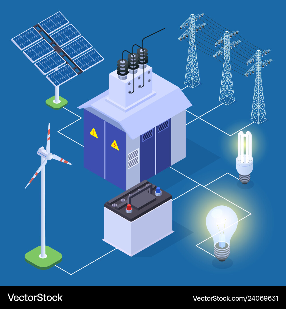 Renewable Energy Isometric Concept Royalty Free Vector Image