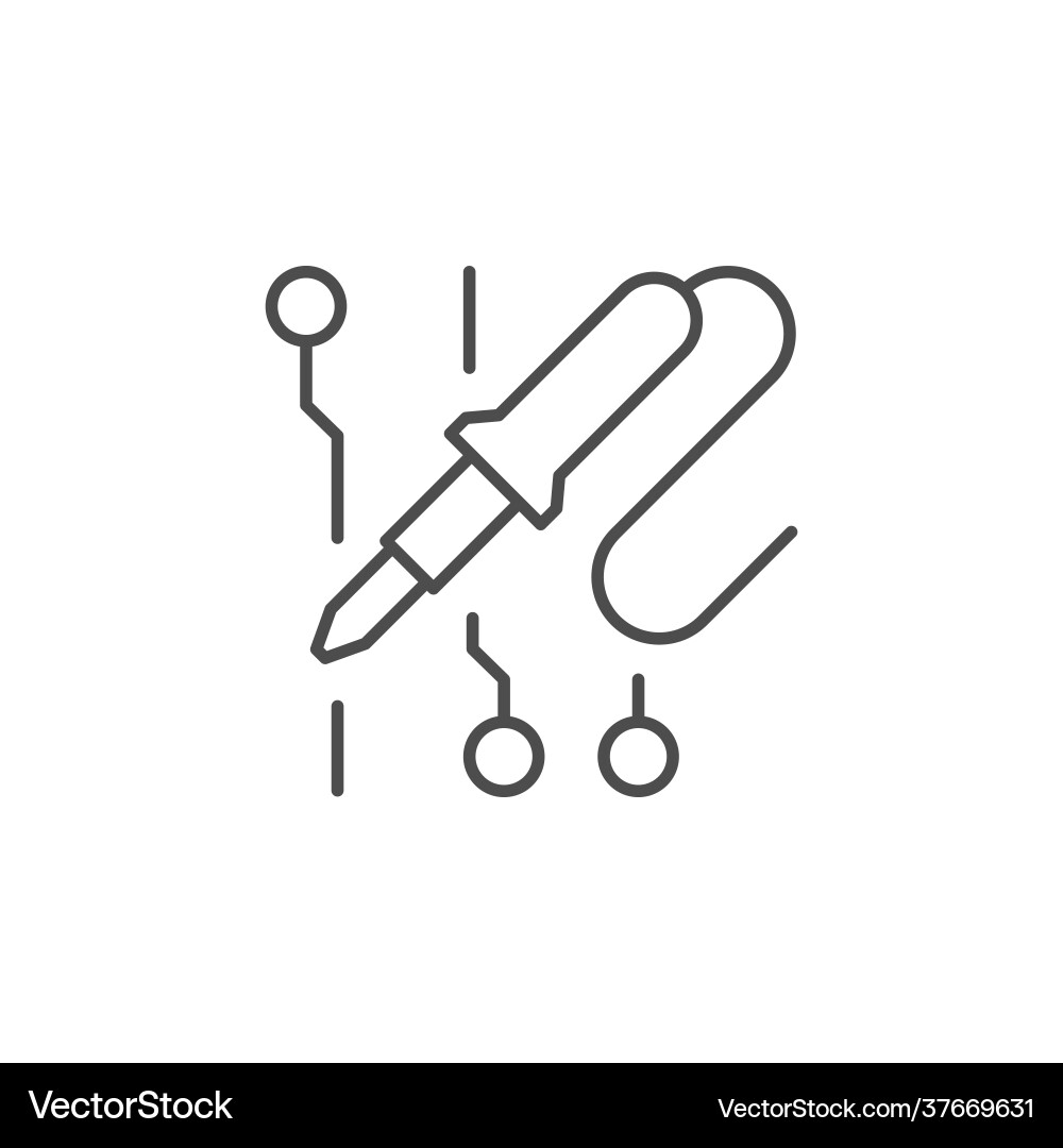 Soldering process line outline icon Royalty Free Vector