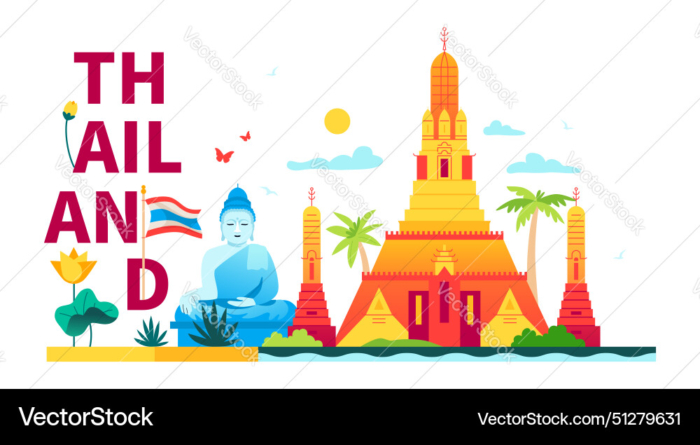 Upon arrival in thailand - modern colored Vector Image