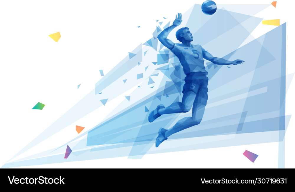 Volleyball player on attack Royalty Free Vector Image
