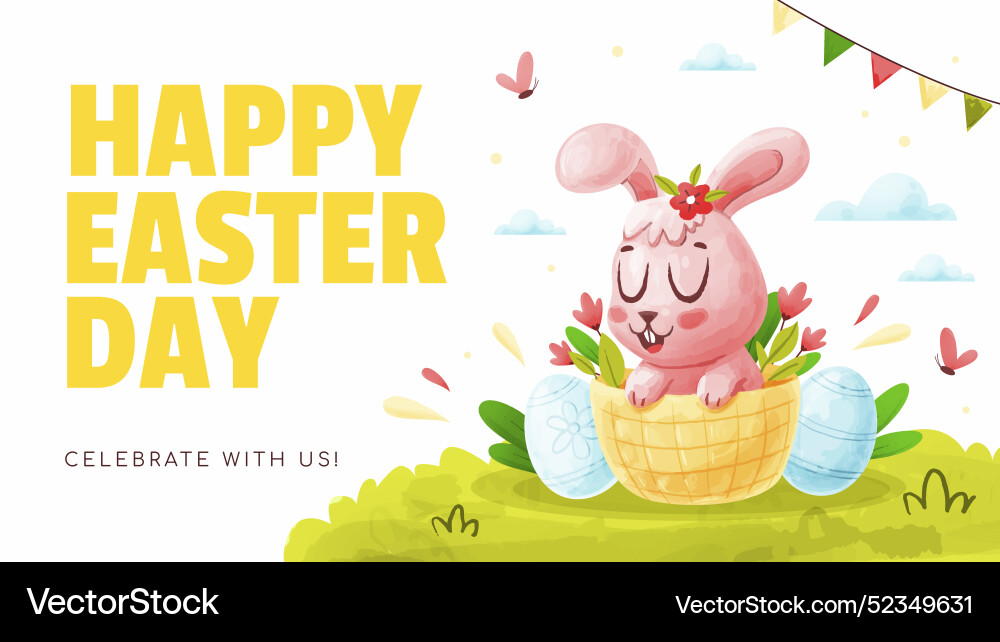 Watercolor easter celebration youtube thumbnail Vector Image