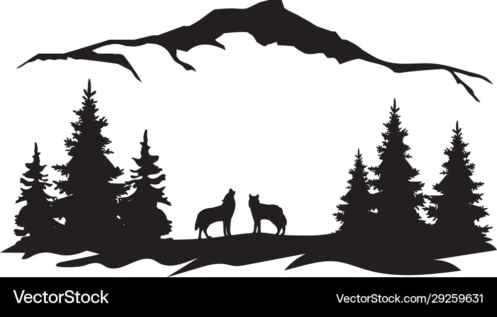 Wolves mountains Royalty Free Vector Image - VectorStock