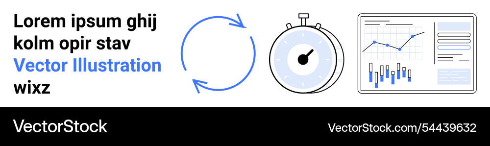 Business analytics with stopwatch data chart Vector Image