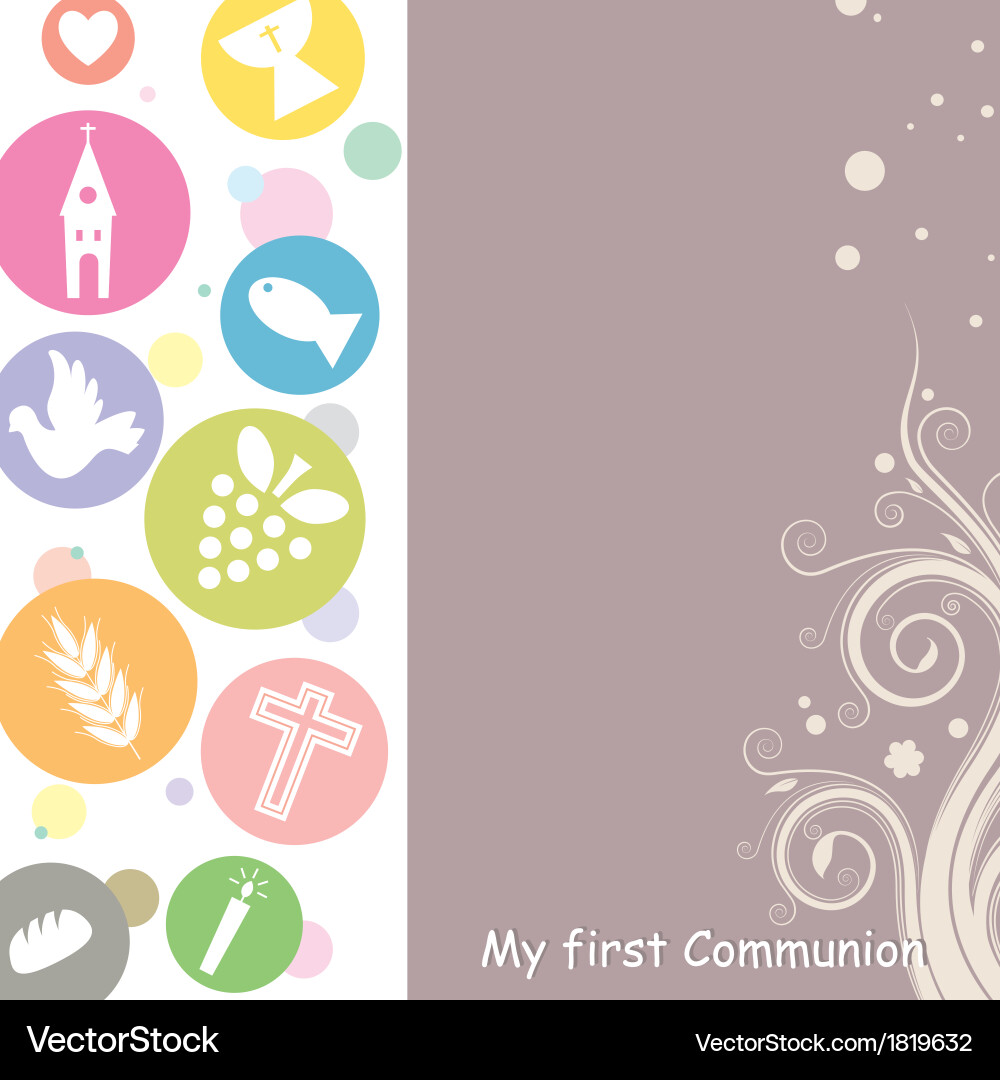 First communion invitation card Royalty Free Vector Image