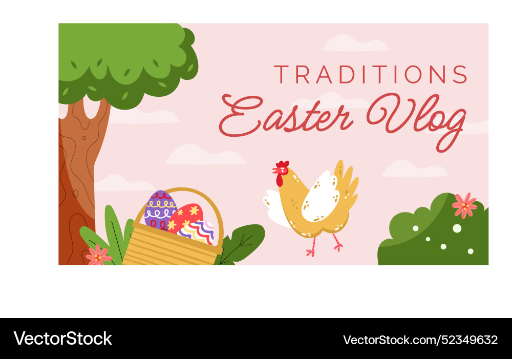 Flat youtube thumbnail for easter celebration Vector Image