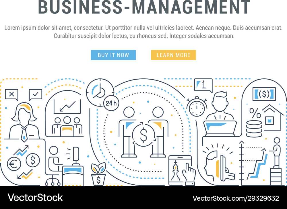 Linear banner business-management Royalty Free Vector Image
