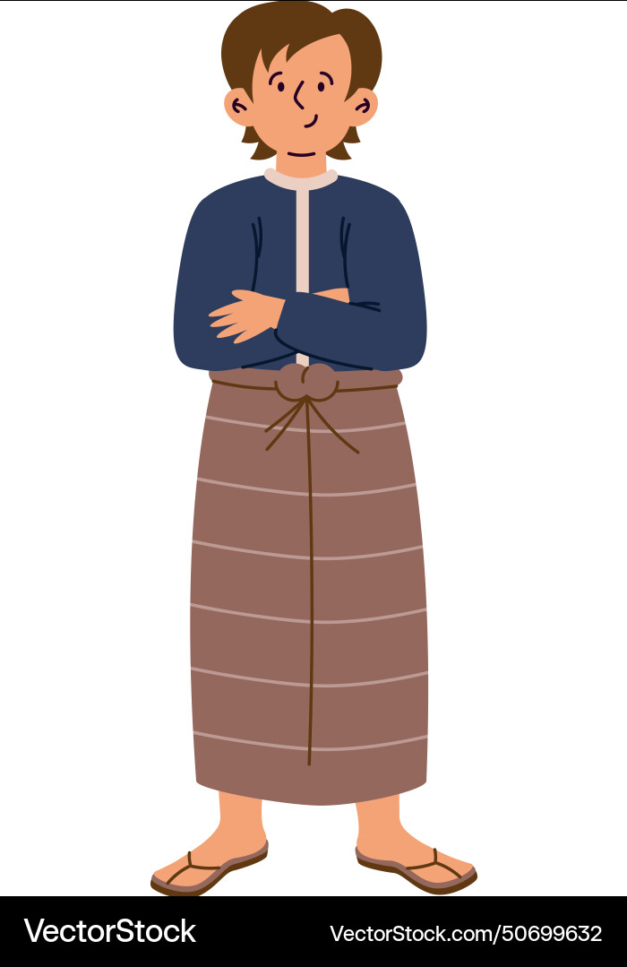 Myanmar man character Royalty Free Vector Image
