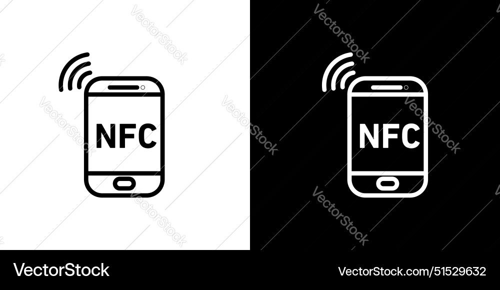 Nfc communication icon set smartphone contactless Vector Image
