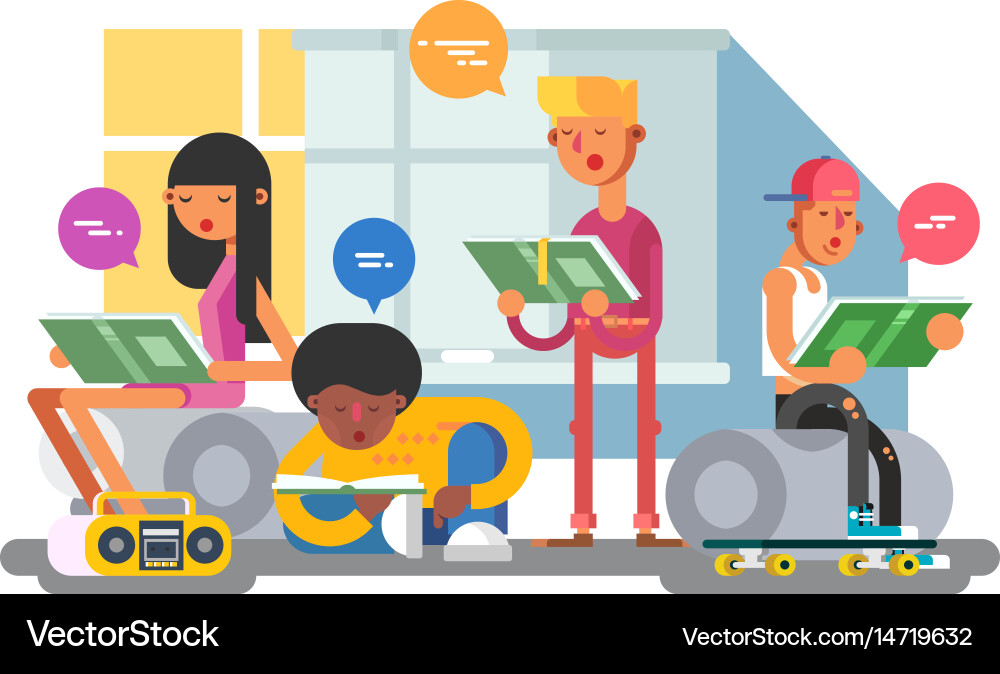 School students group Royalty Free Vector Image
