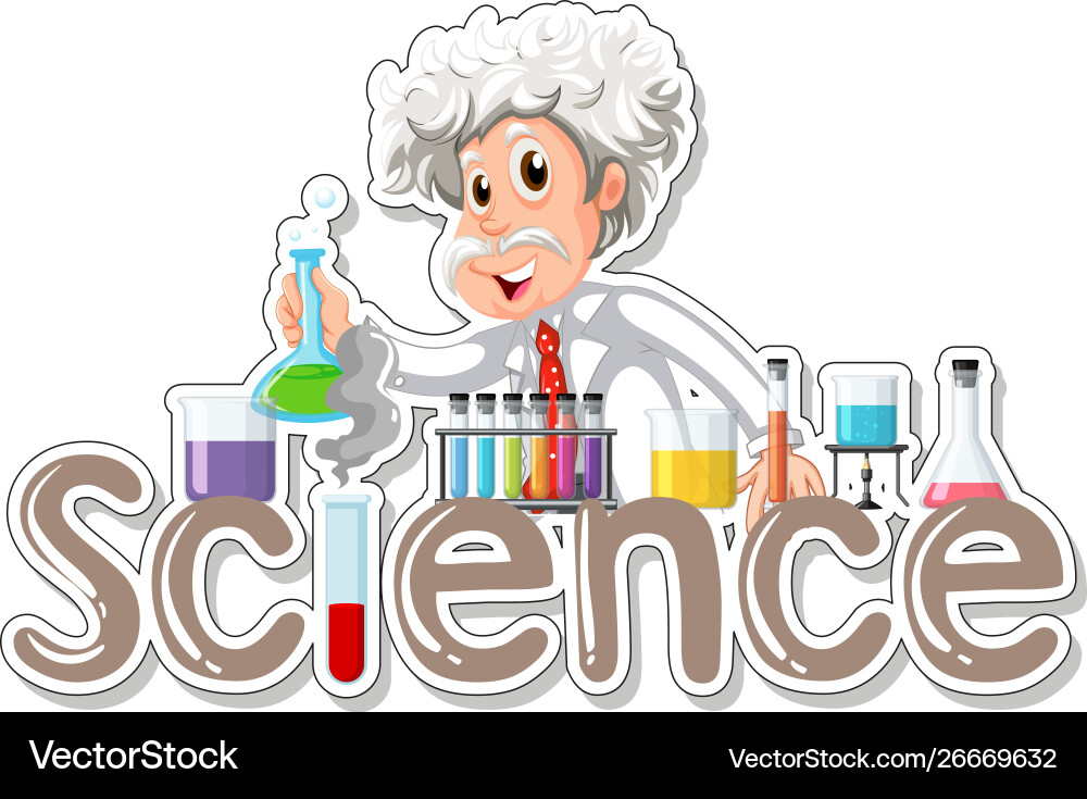 Word design for science with scientist working Vector Image