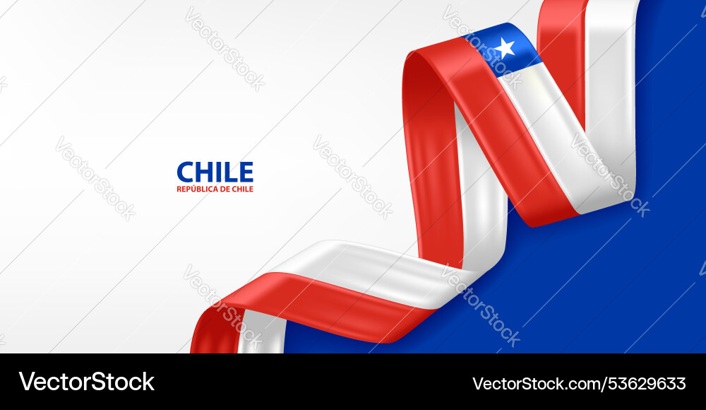 Chile 3d ribbon flag Royalty Free Vector Image