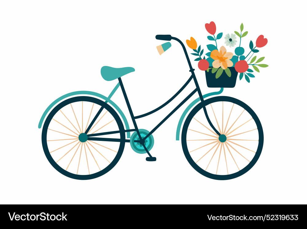 Cycle decoration by flower bouquet n Royalty Free Vector
