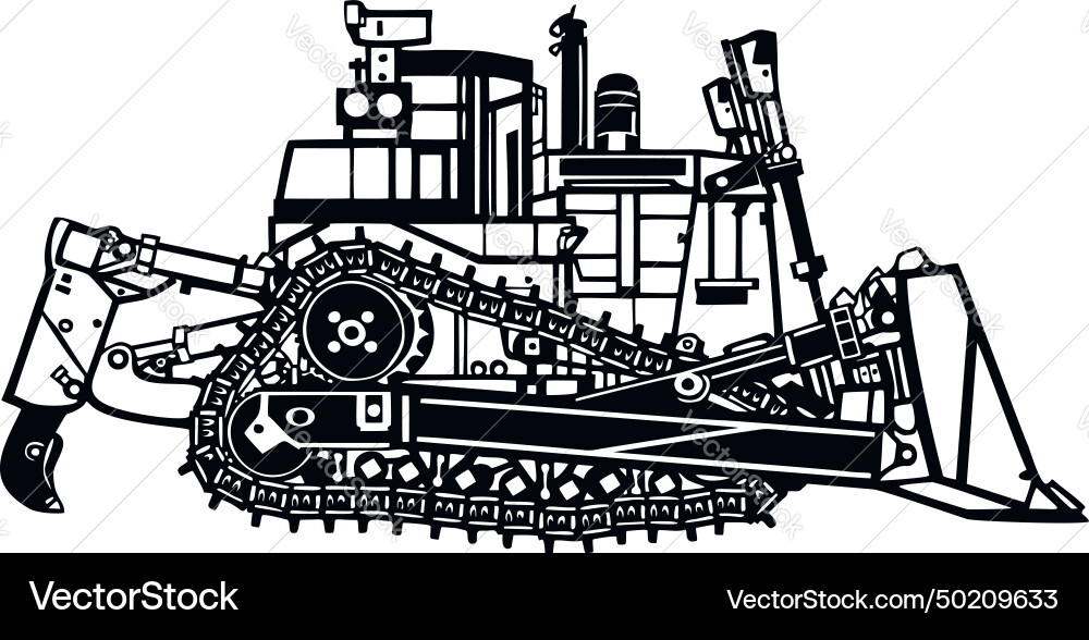 Detailed Bulldozer Machinery Royalty Free Vector Image