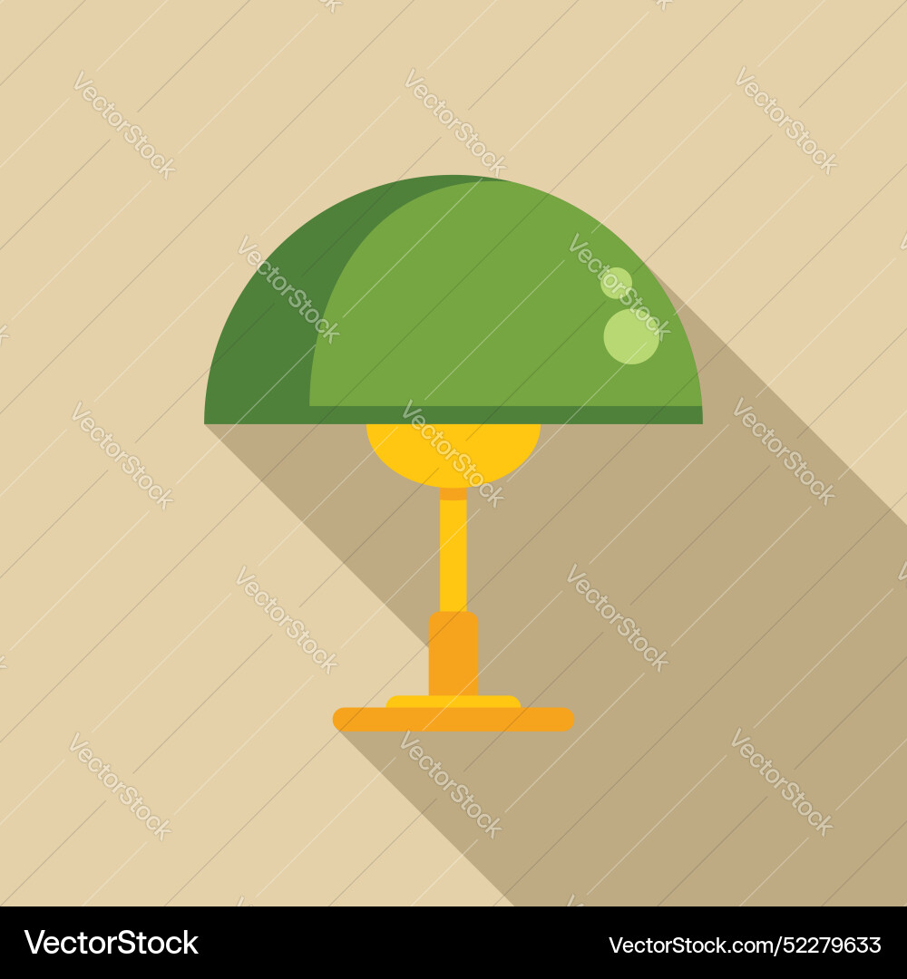 Green table lamp casting long shadow on wall Vector Image