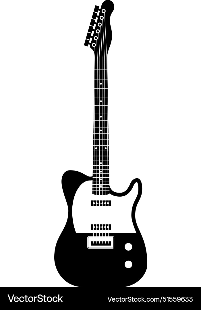 Guitar silhouette black and white string Vector Image