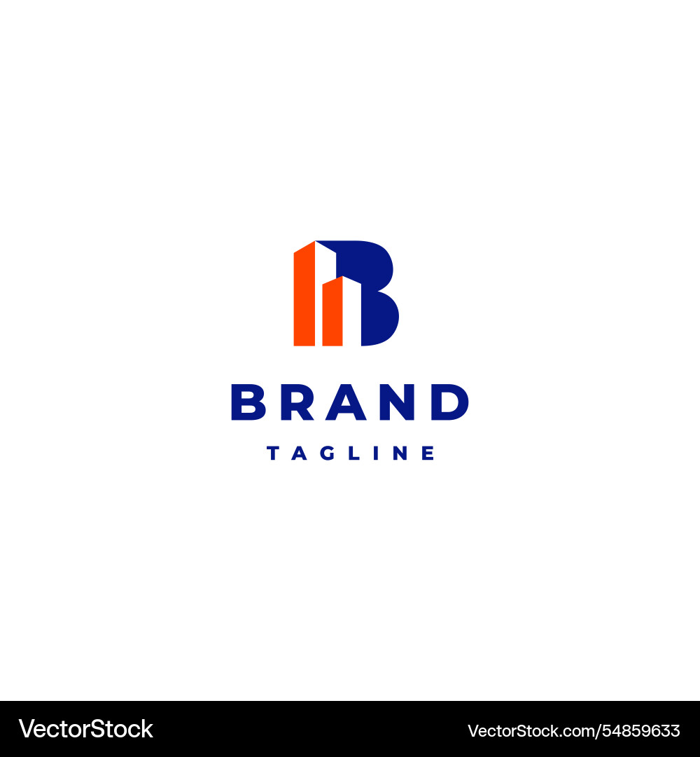 Initial letter b building silhouette logo Vector Image