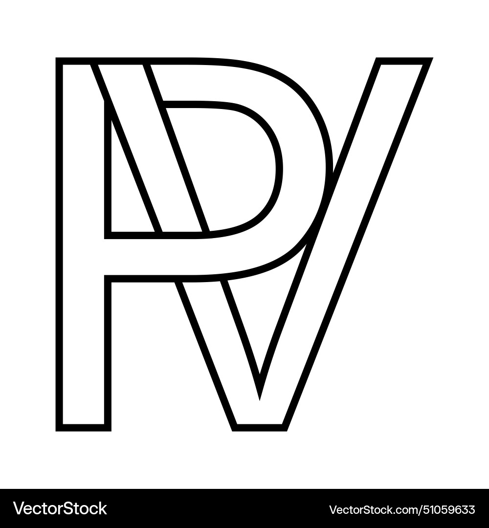 Logo sign pv vp icon double letters logotype p v Vector Image
