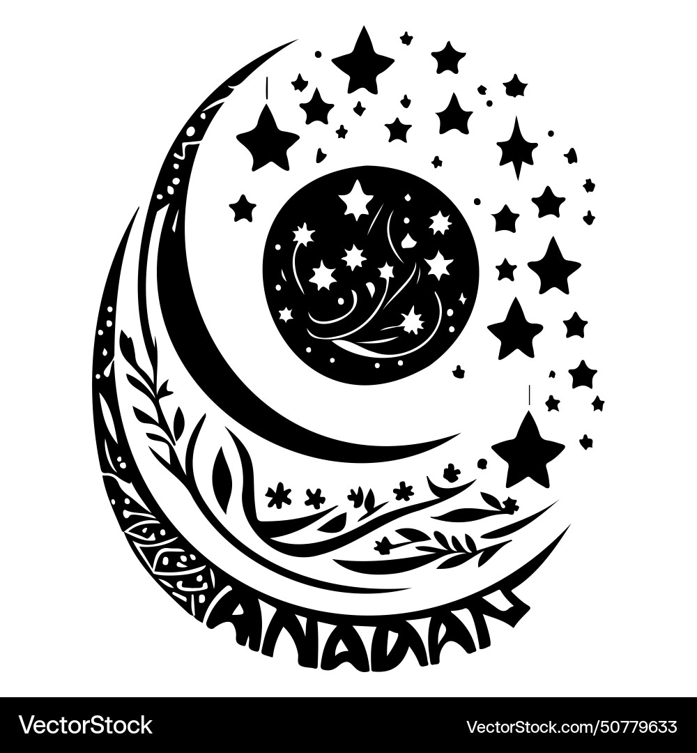 Moon star ramadan arabic islamic sketch draw Vector Image