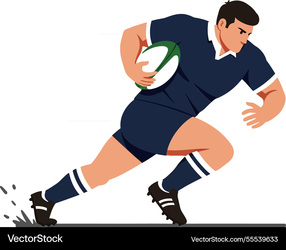 Rugby player sprinting with ball in flat Vector Image