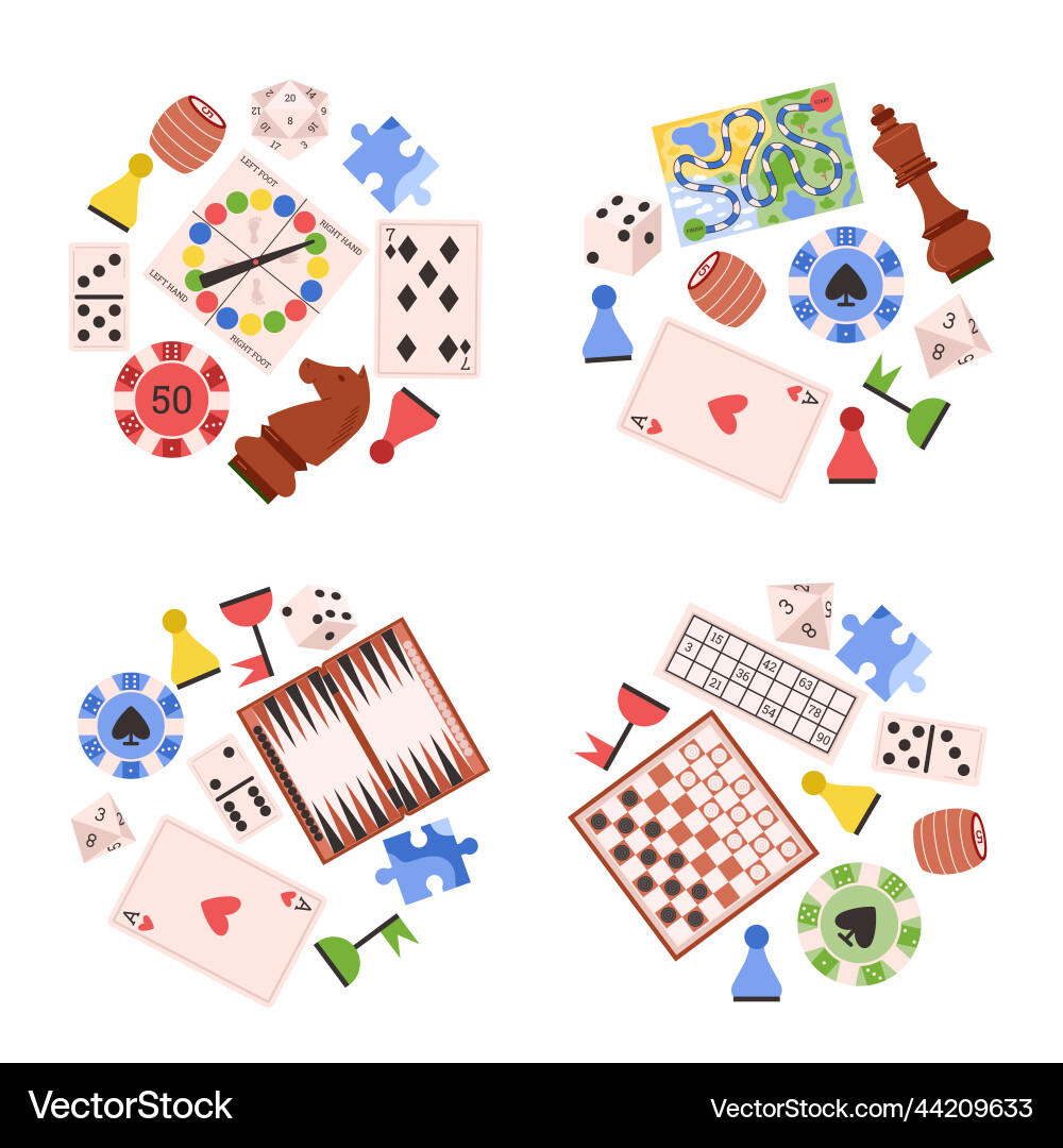 Set Of Board Games Elements Flat Royalty Free Vector Image