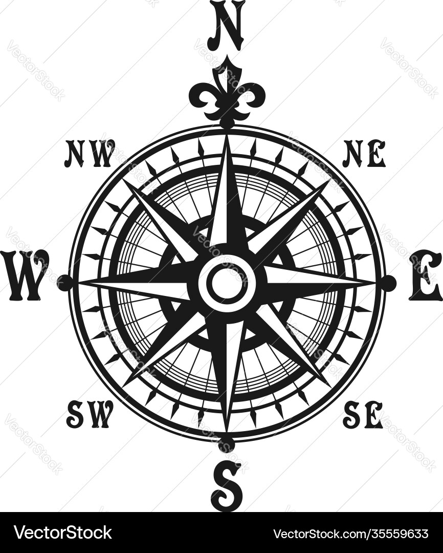 Wind rose isolated compass navigation symbol Vector Image