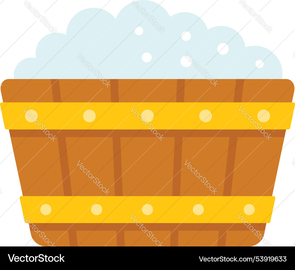 Wooden bucket overflowing with soap suds bubbles Vector Image