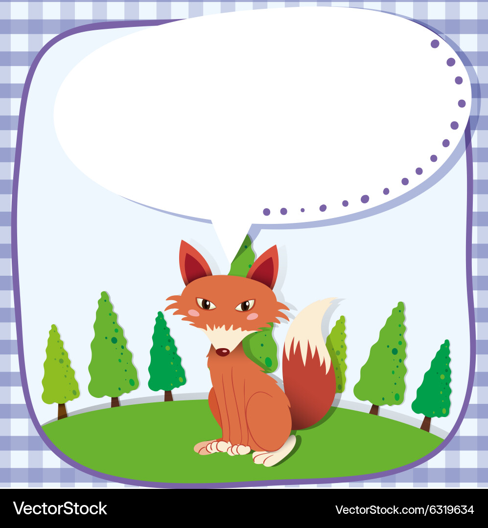 Border design with red fox Royalty Free Vector Image