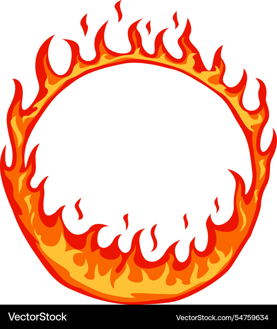 Cartoonish ring of fire burning brightly creating Vector Image