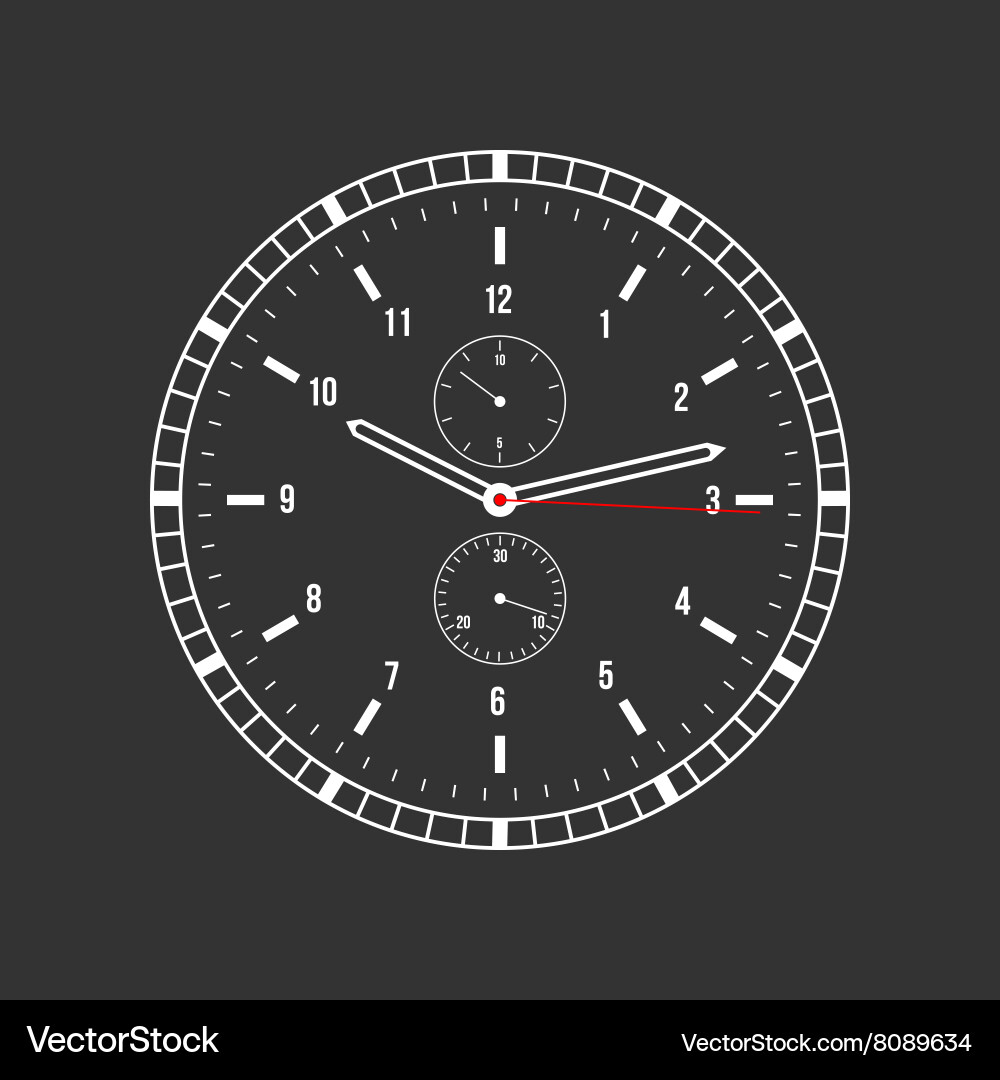 Clock on a black background Royalty Free Vector Image
