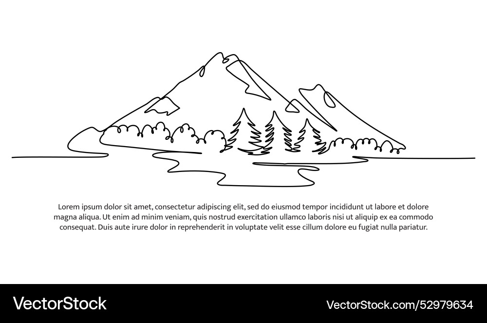 Continuous line design of mountains covered Vector Image