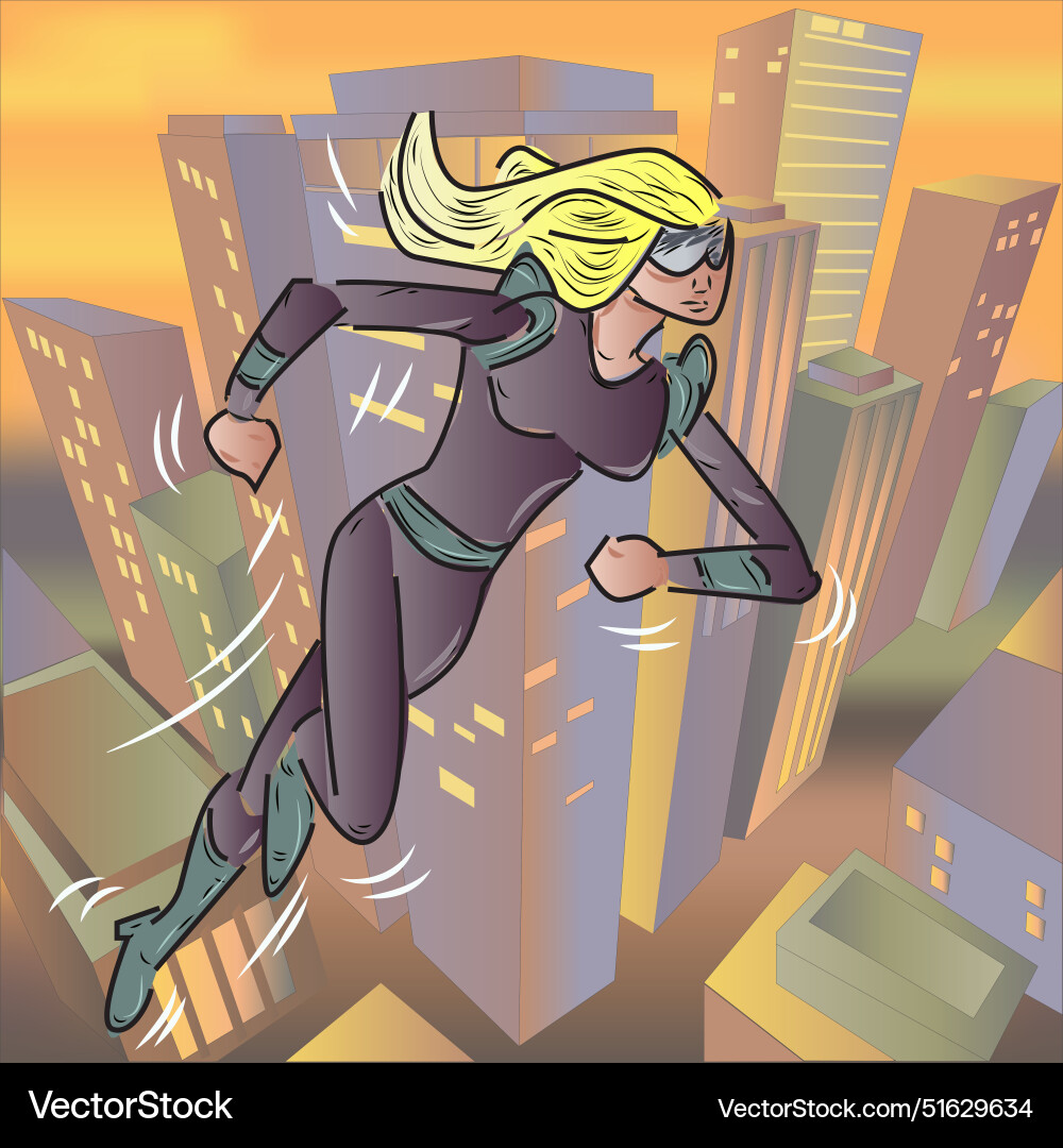 Female superhero flying Royalty Free Vector Image