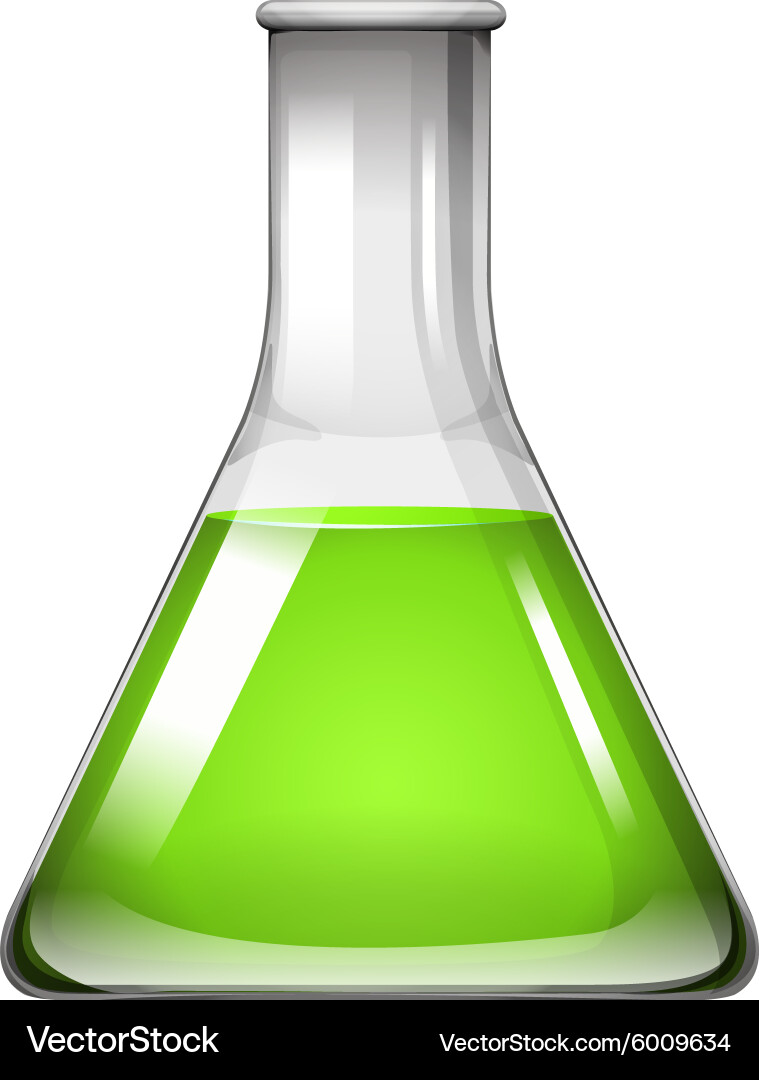 Green liquid in glass beaker Royalty Free Vector Image