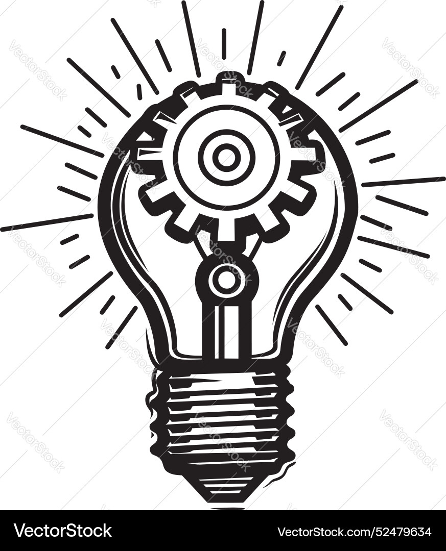 Luminous gears bulb design vintage voltage Vector Image