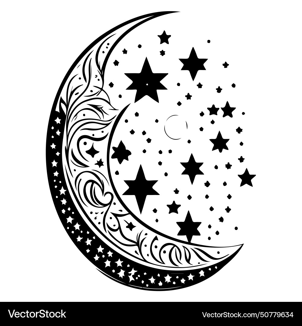 Moon star ramadan arabic islamic sketch draw Vector Image