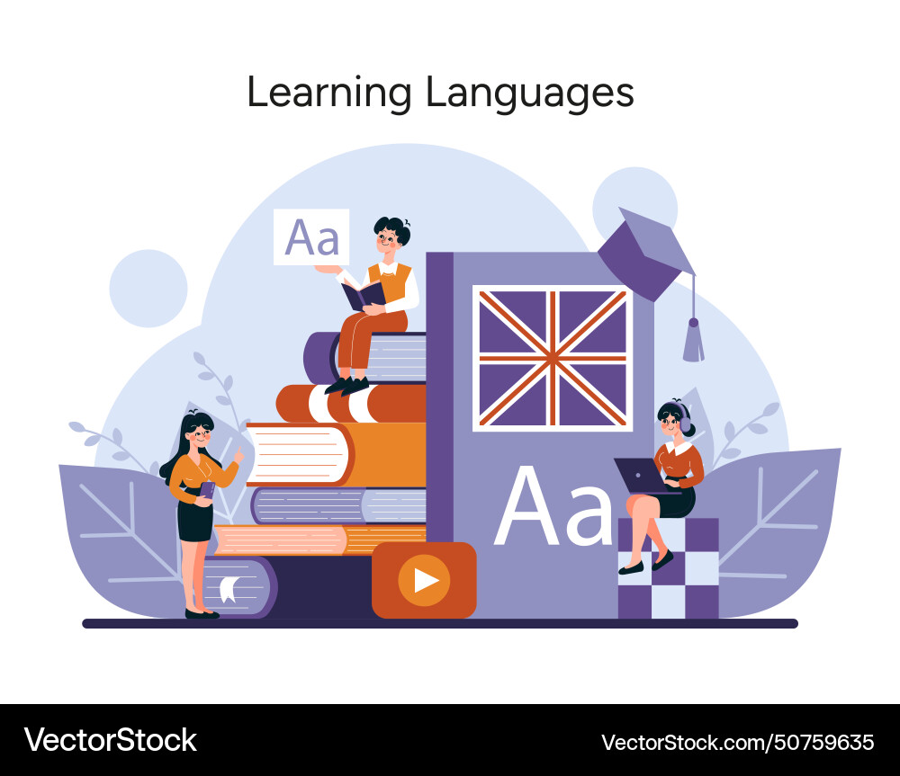 Enthusiastic Learners Delve Into Linguistics Vector Image