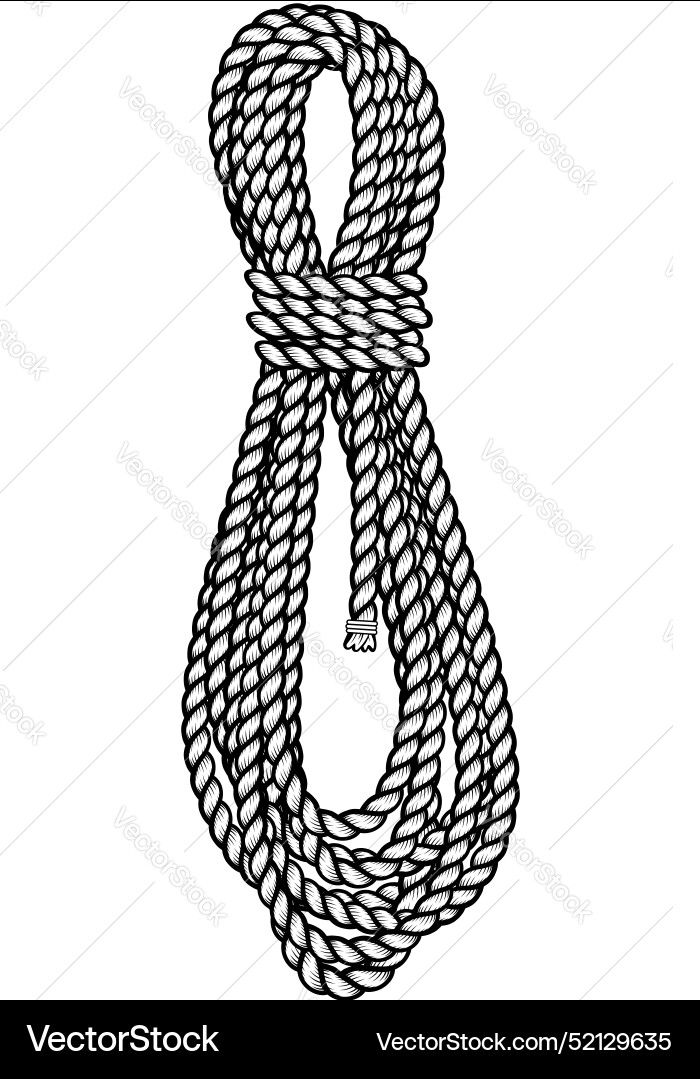 Hank tied up bundle of classic rope Royalty Free Vector