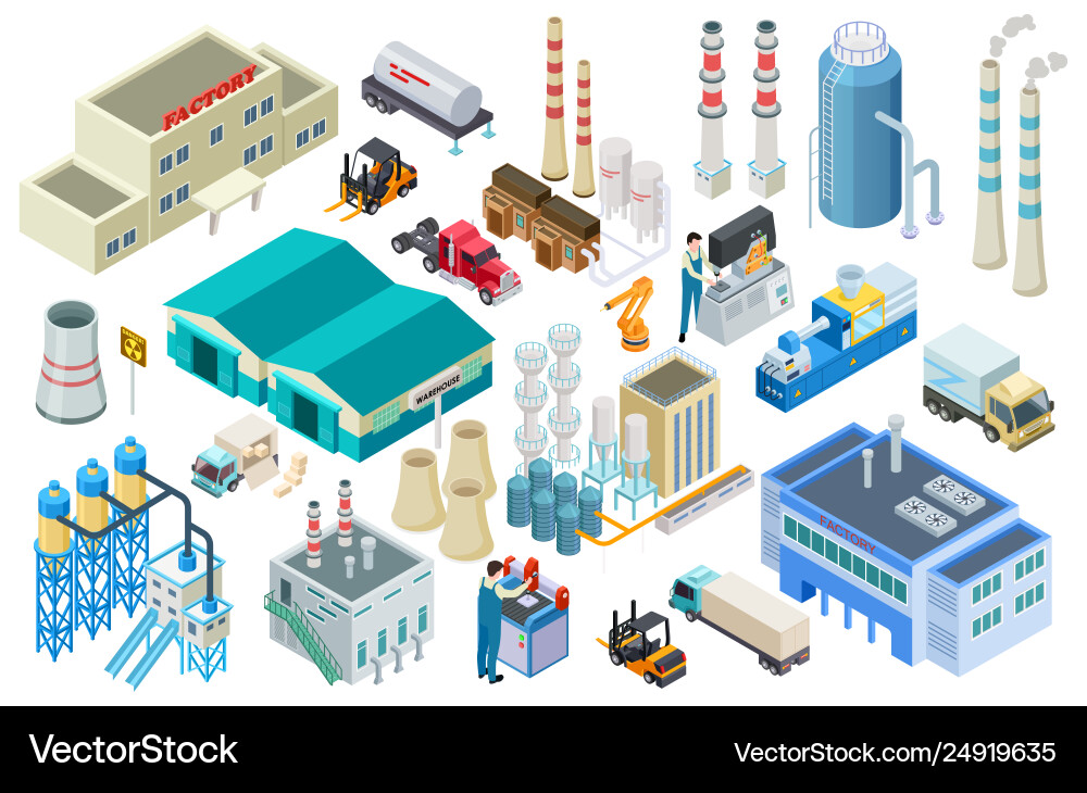 Isometric Industrial Factory Scene Royalty Free Vector Image